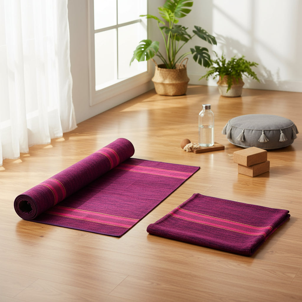 Buy Yoga Cotton Mat (Maroon) – Eco-Friendly & Anti-Skid
